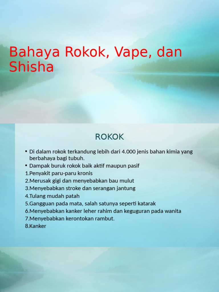 Bahaya Rokok, Vape, Dan Shisha | PDF