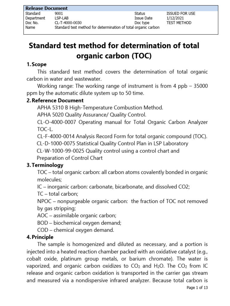 CL-T-4000-0030 - Total Organic Compound (TOC) - Compressed | PDF ...