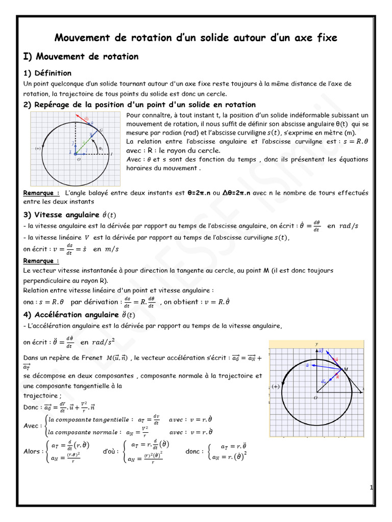 Mouvement de rotation d'un solide | PDF | Mouvement de rotation ...