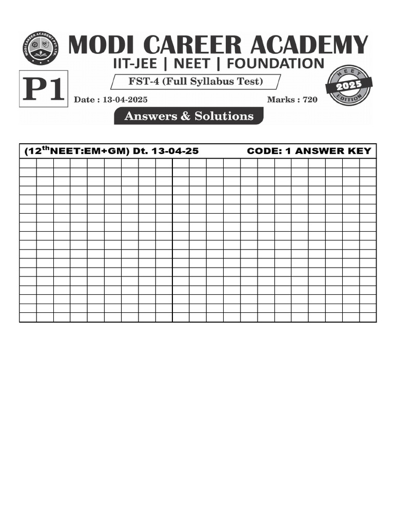 SOL FST-4 (EM+GM) NEET (12TH) Dt.13-04-25 SERIES 01 | PDF | Ploidy | Aldehyde