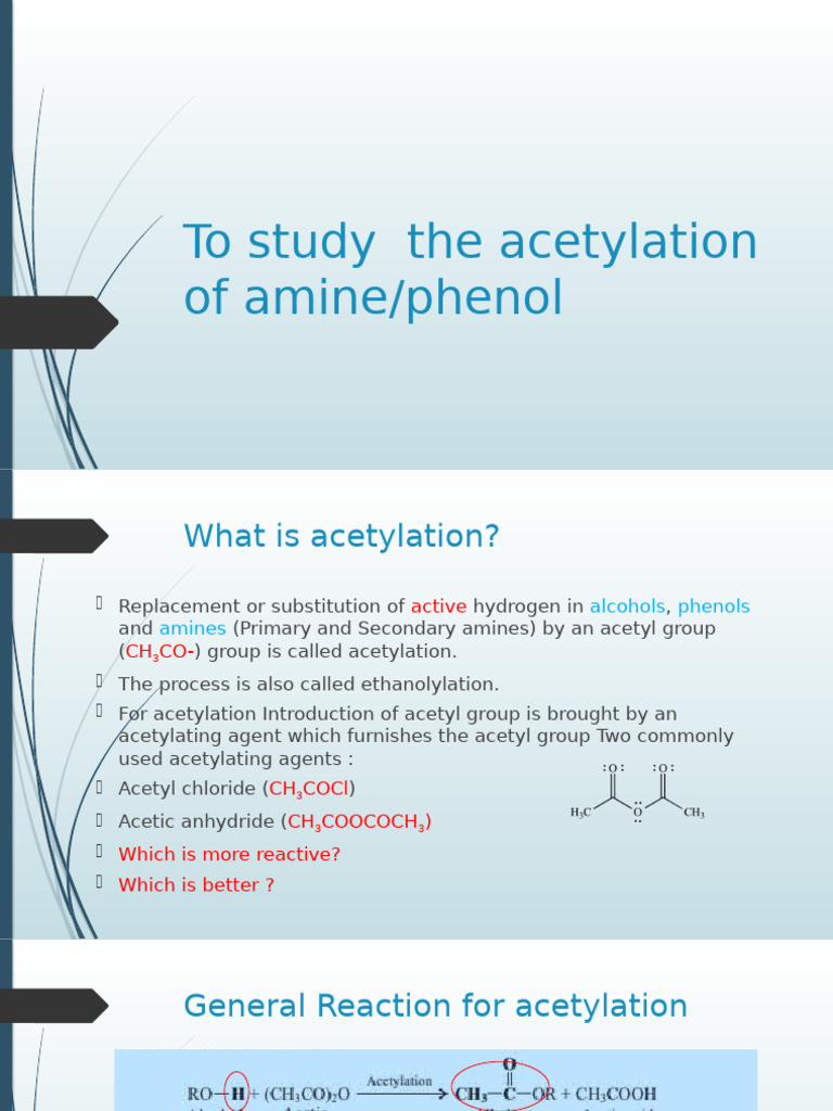 Acetylation.new | PDF | Amine | Organic Compounds