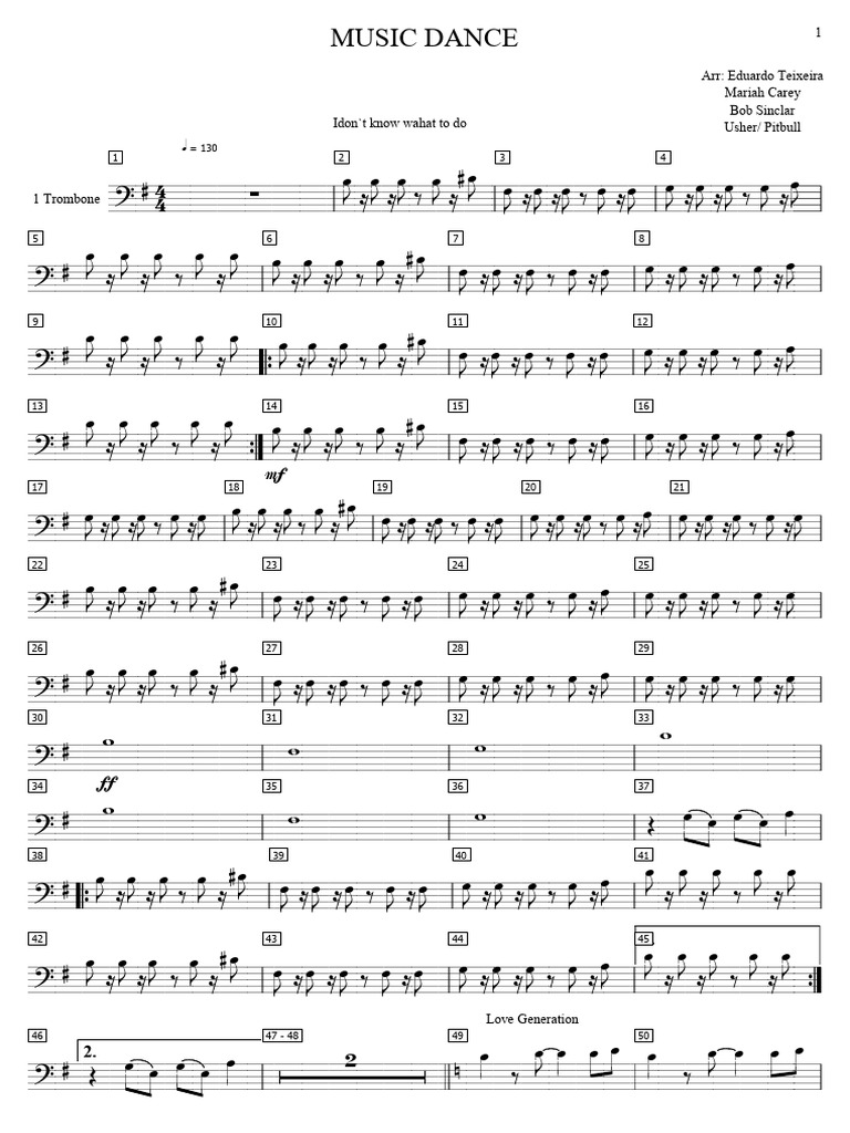 Music Dance 1 Trombone | PDF | Songs Written | Contemporary R&B