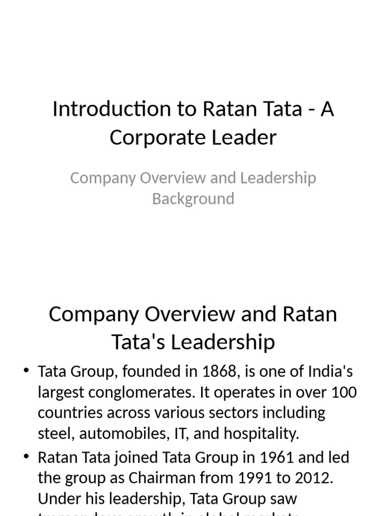 Ratan_Tata_Corporate_Leader_Presentation_Updated | PDF | Philanthropy | Economies
