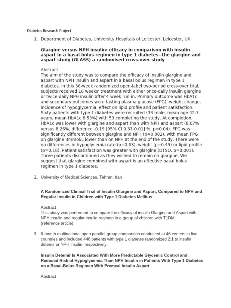 Diabetes Research Project | PDF | Diabetes | Insulin