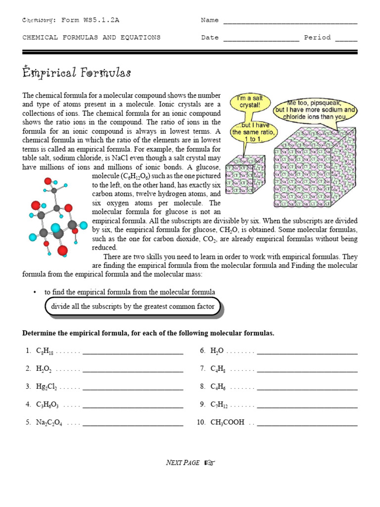 WS5-1-2A Empirical Formulas | PDF | Molecules | Ion
