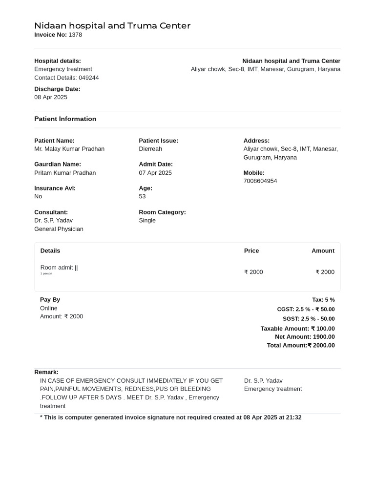Medical Bill Template 1 | PDF