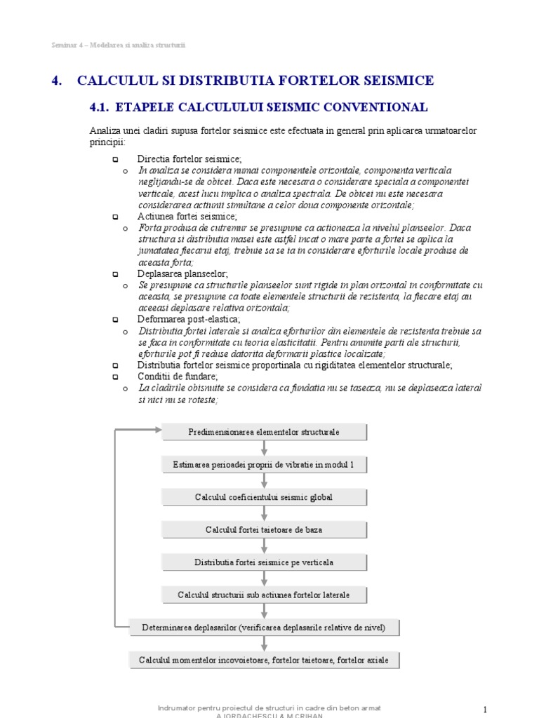 Calculul Si Distributia Fortelor Seismice | PDF