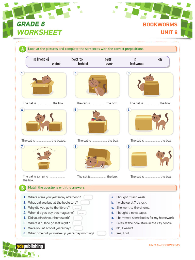 Grade 6 Bookworms Unit 8 Worksheet | PDF | Books