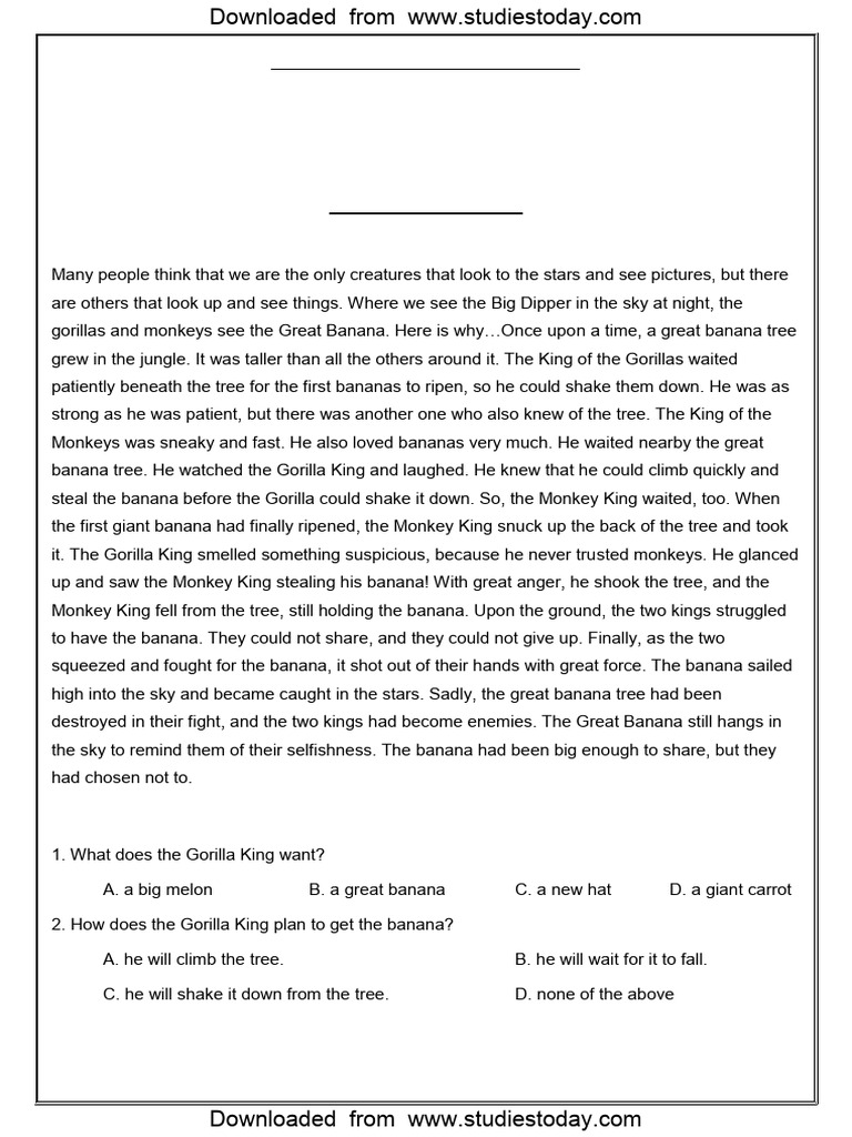 CBSE Class 4 English Revision Worksheet Set B | PDF | Language ...