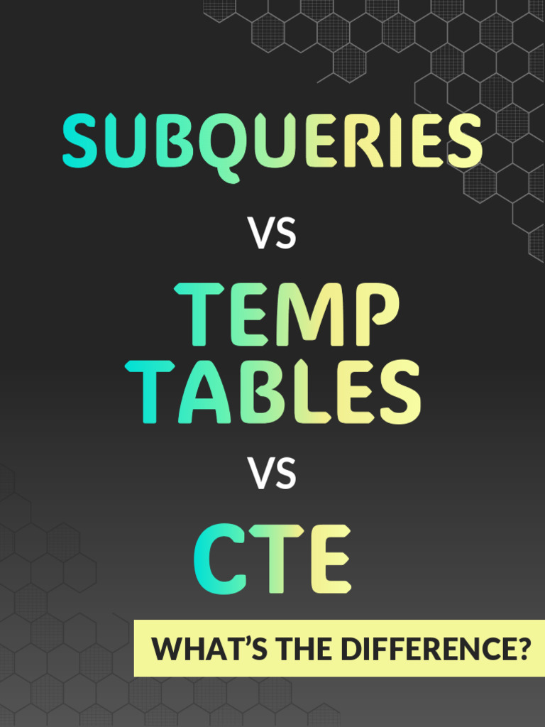 Subqueries vs Temp Tables | PDF | Computing | Sql