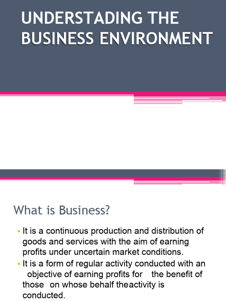Understanding The Business Environment | PDF | Business | Natural ...