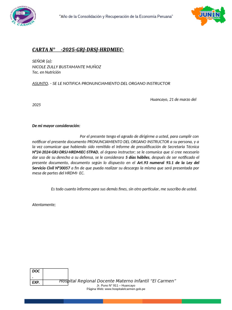 Carta de Noti - Nicole Bustamante | PDF | Gobierno | Justicia
