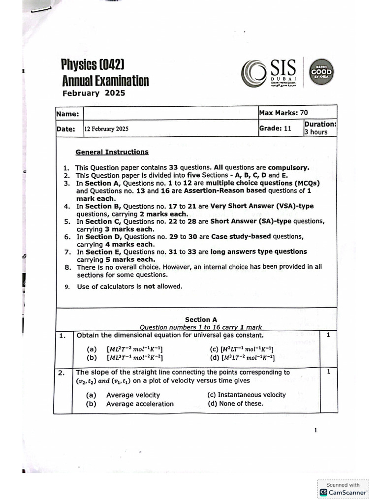 Physics Final Question Paper | PDF
