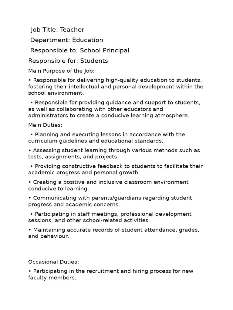 Job Description (Vignesh) | PDF