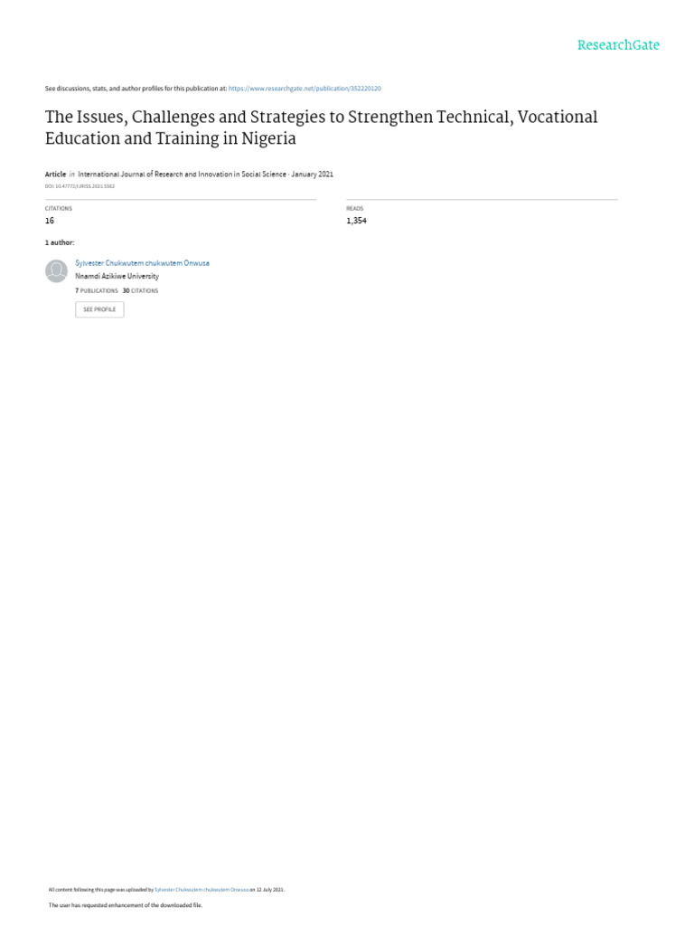 The Issues Challenges and Strategies To Strengthen | PDF | Vocational ...