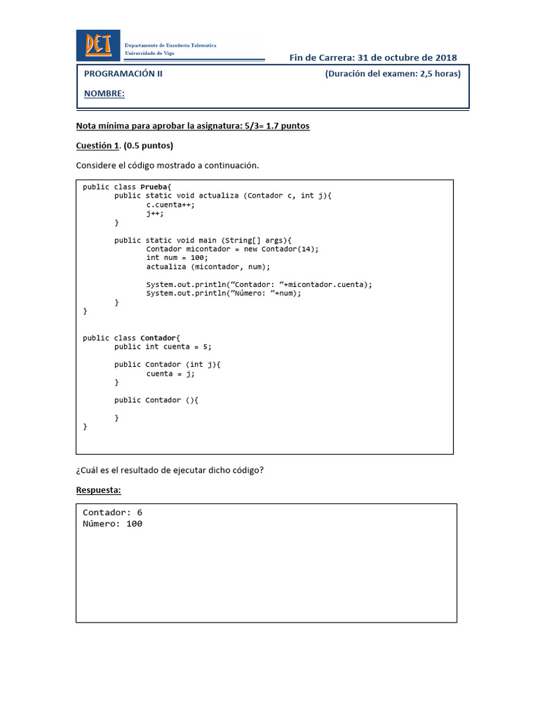 Ex 28oct19 SOLUCIÓN | PDF | Java (lenguaje de programación) | Herencia (Programación Orientada a ...