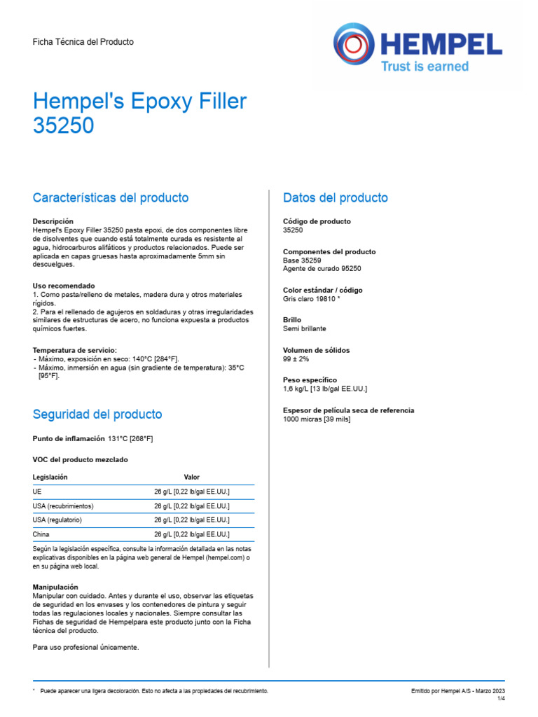 Hempel's Epoxy Filler | PDF | Epoxy | Materiales