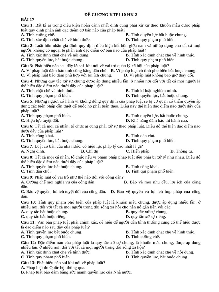 ĐỀ CƯƠNG CHK2 | PDF