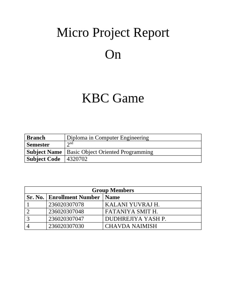 BOOP Micro Project Report Format[1][1][1] | PDF | Computer Programming