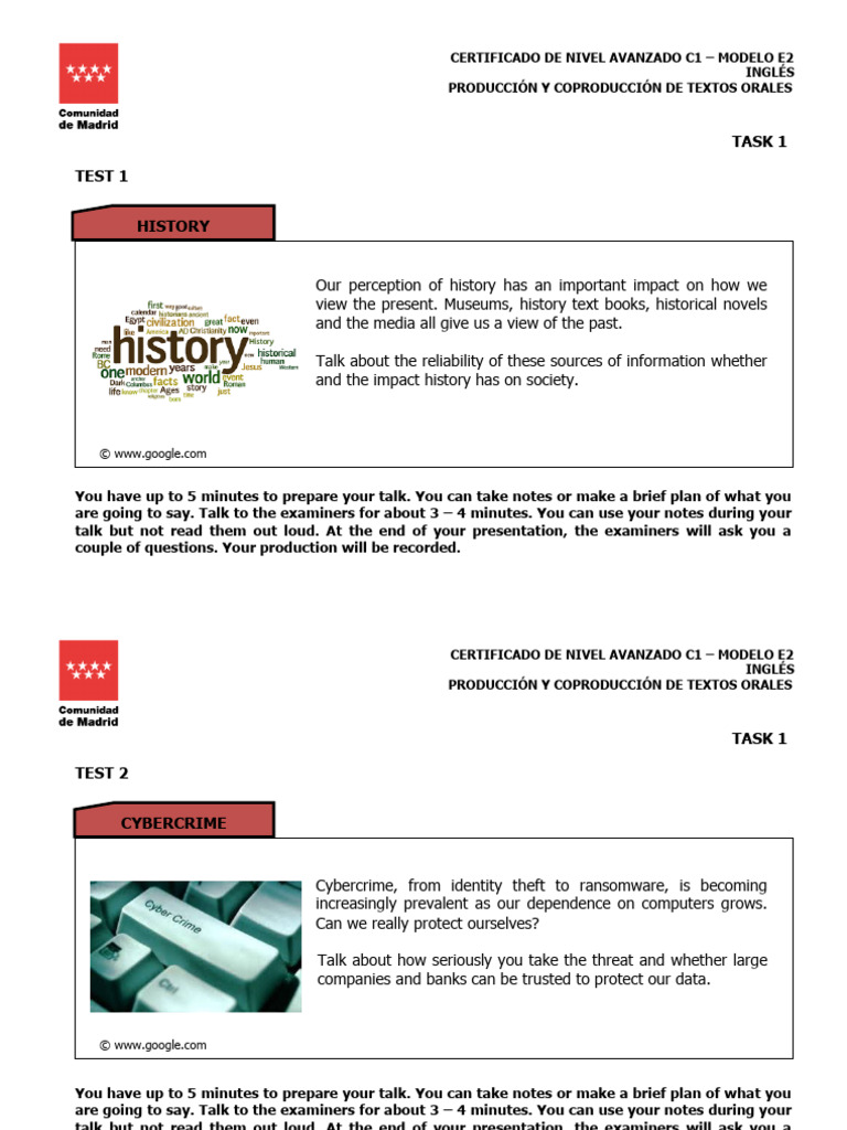 C1 English Oral Exam Tasks Overview | PDF
