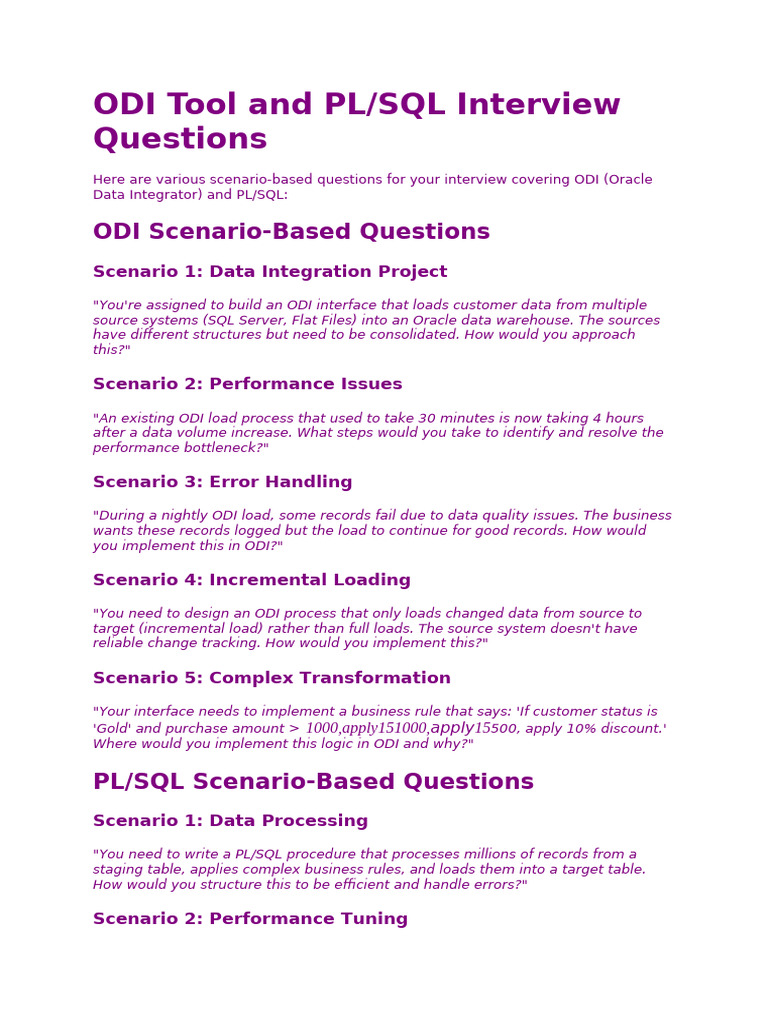 ODI Tool and PLSQL Questions | PDF | Pl/Sql | Sql