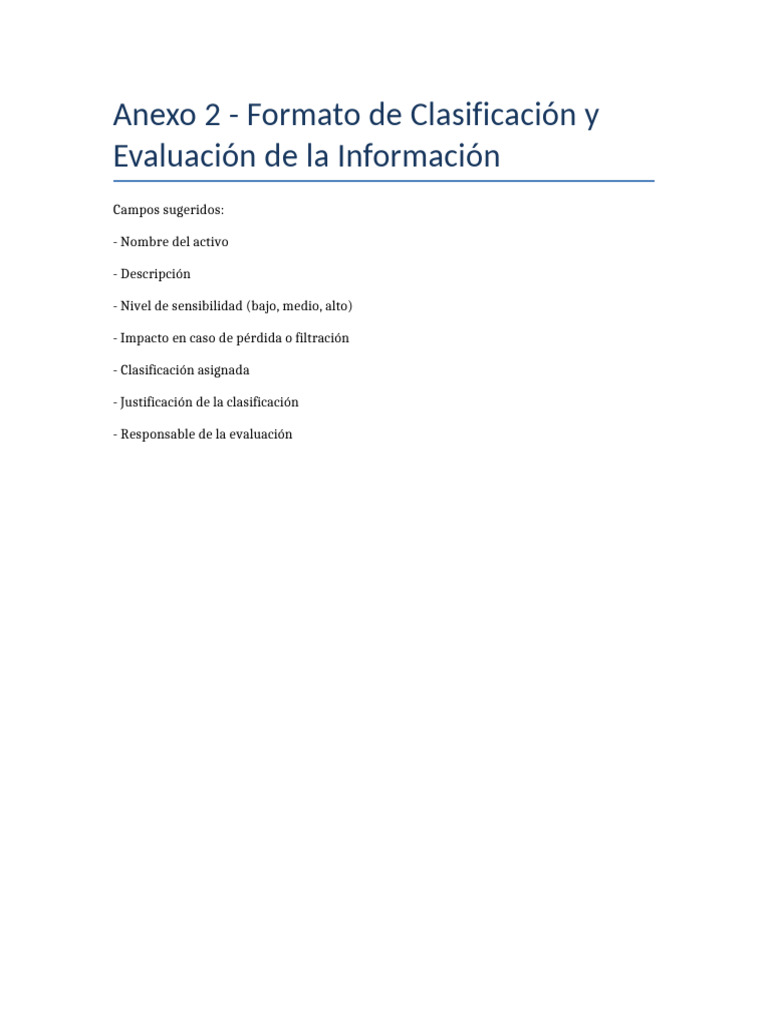 Anexo 2 Clasificacion Evaluacion | PDF