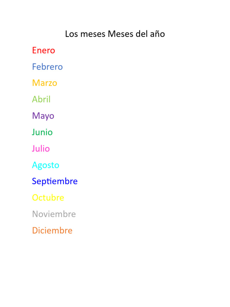 Los Meses Meses Del Año | PDF