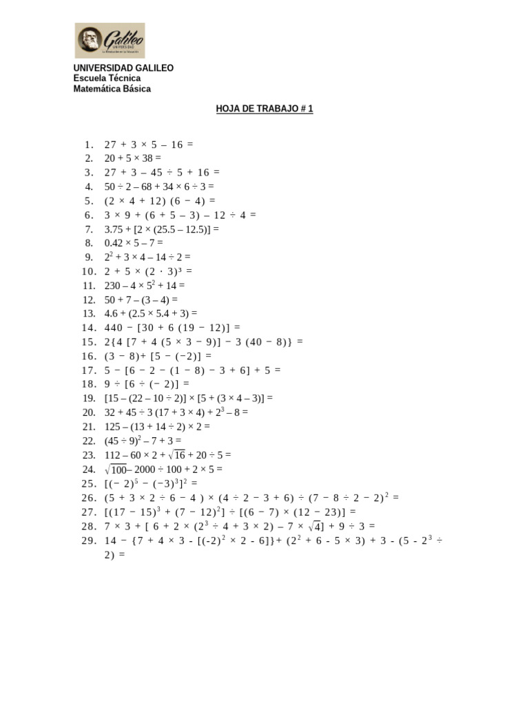 HT Jerarquia de Operaciones | PDF