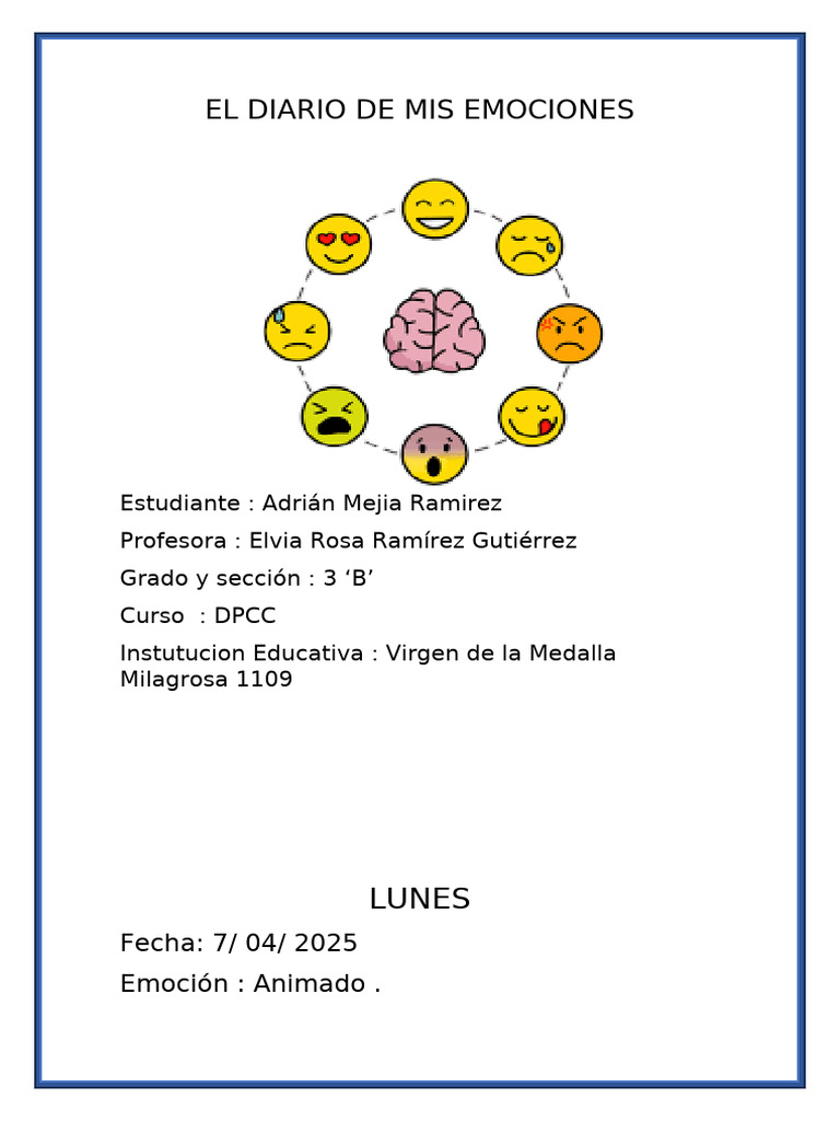 Diario de emociones de Adrián Mejia | PDF