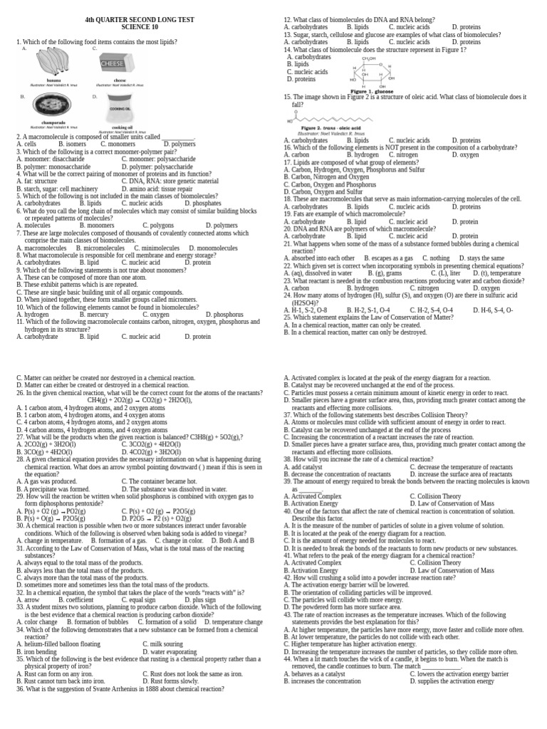 Long Test Biomolecules Chemical Reaction | PDF | Reaction Rate ...