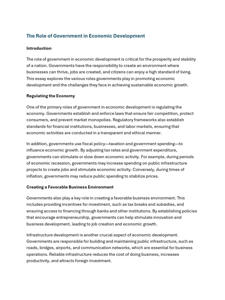 Government's Role in Economic Growth | PDF | Government Spending ...