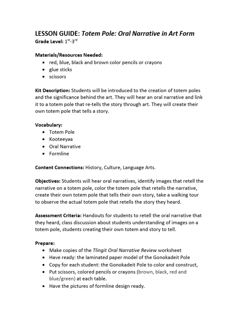 Totem Pole Lesson Plan Template | PDF