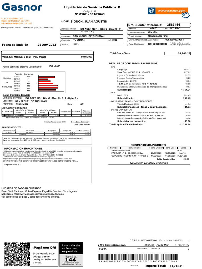 Comprobante 27593065 20231115144646 | PDF | Pagos | Servicios (economía)
