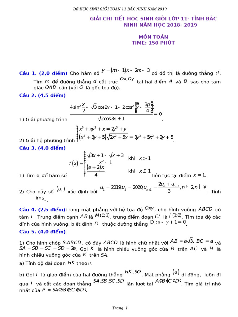 4 HSG Toan 11 Tinh Bac Ninh 2018 2019 | PDF