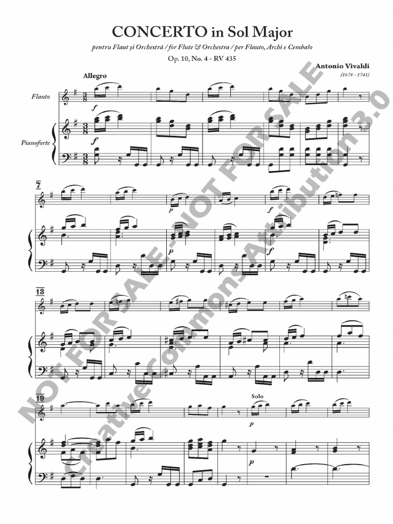 Flute Concerto in G Major, RV 435 - Complete Score | PDF