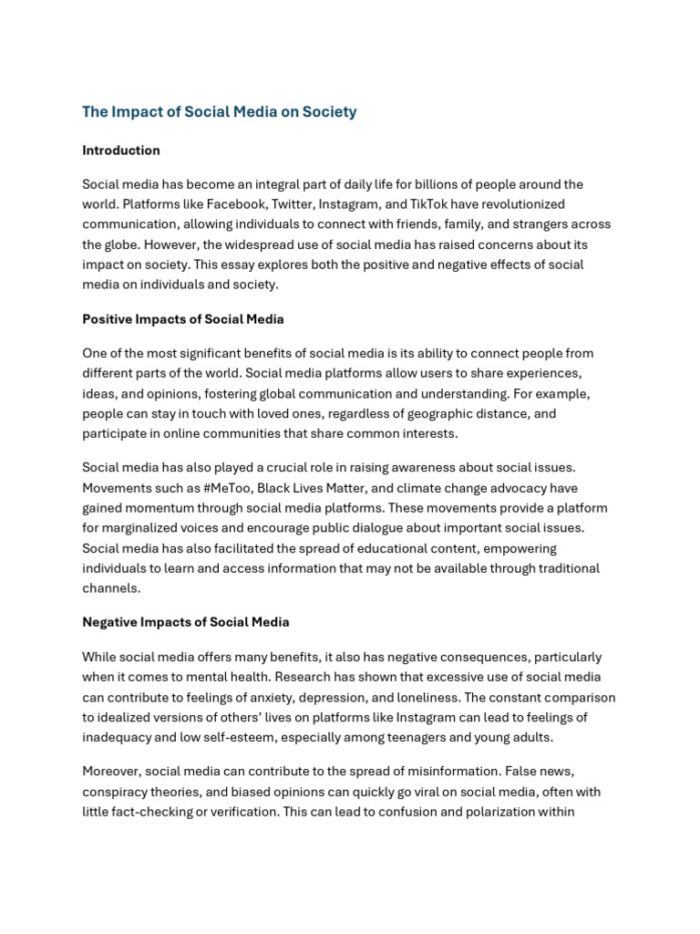 The Impact of Social Media on Society | PDF | Social Media | Popular ...