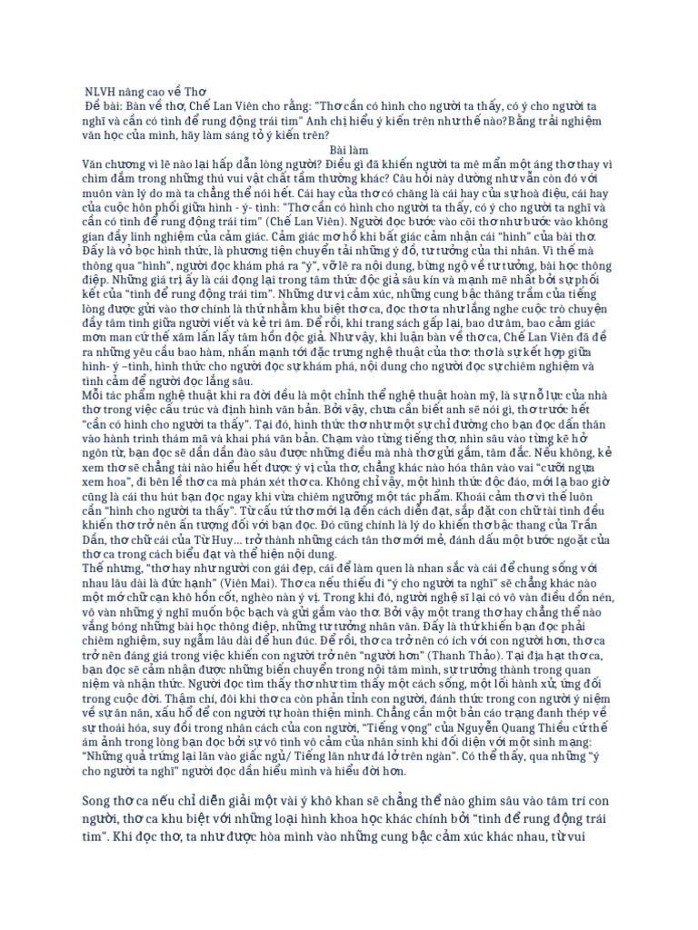?NLVH Nâng Cao Về Thơ | PDF