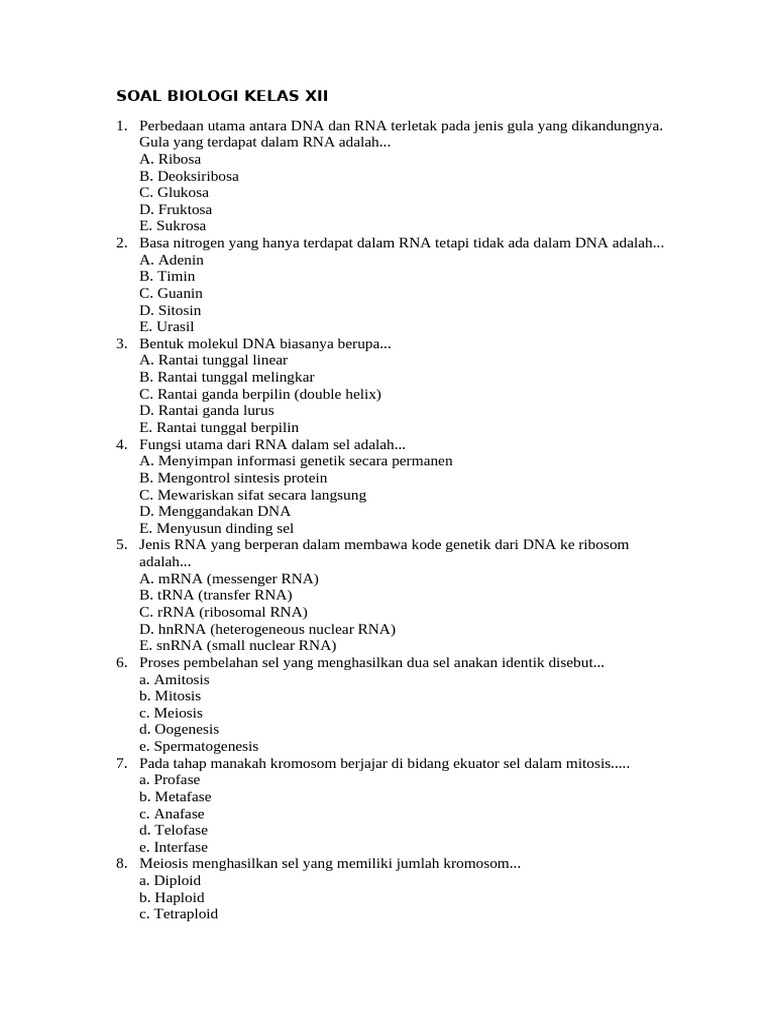 soal biologi kelas XII | PDF