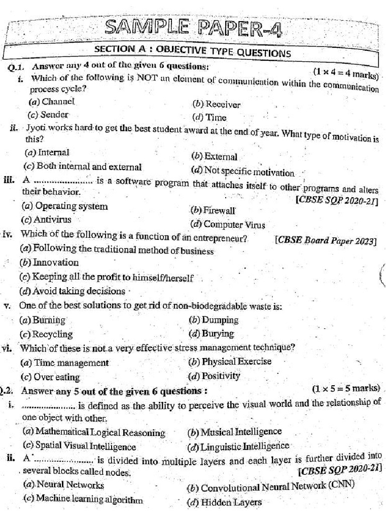 AI Sample Papers 4,5&6 | PDF