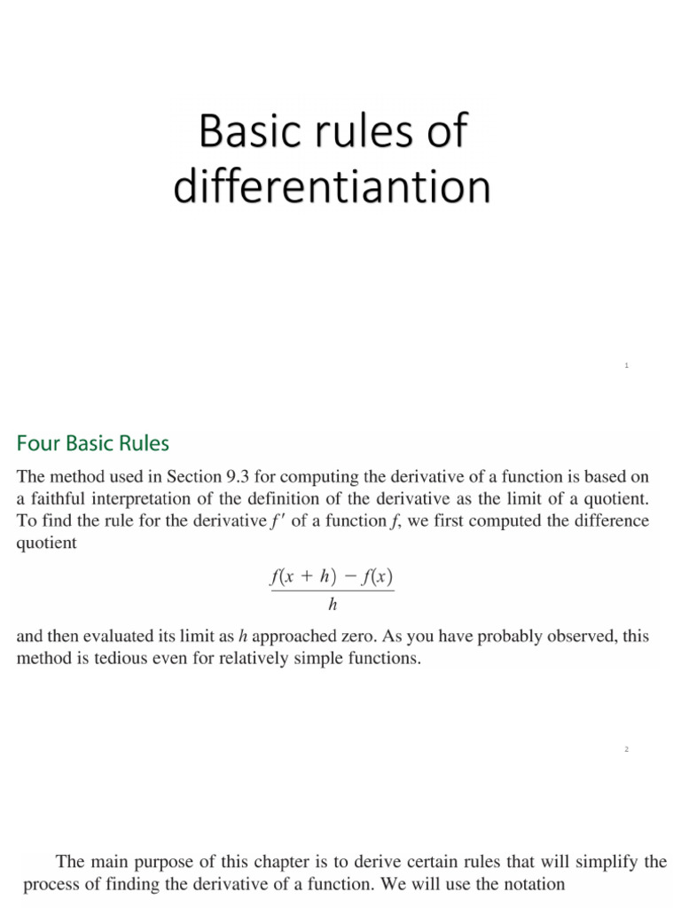 5 Basic rules of differentiation (1) | PDF