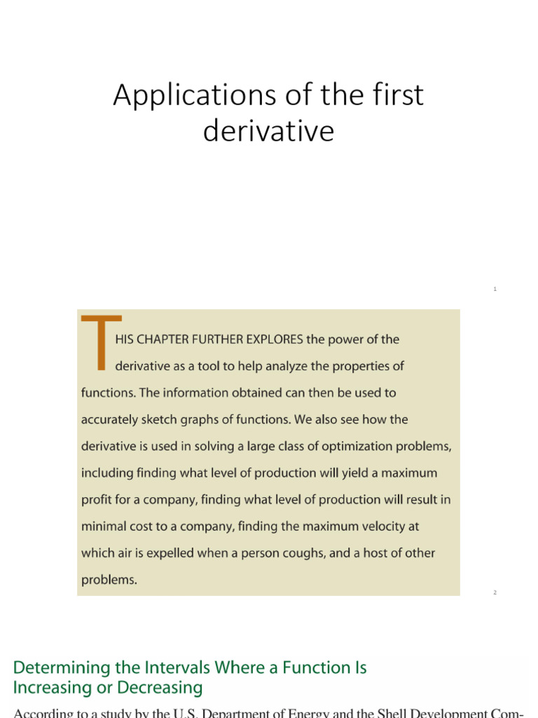 First Derivative Applications Explained | PDF
