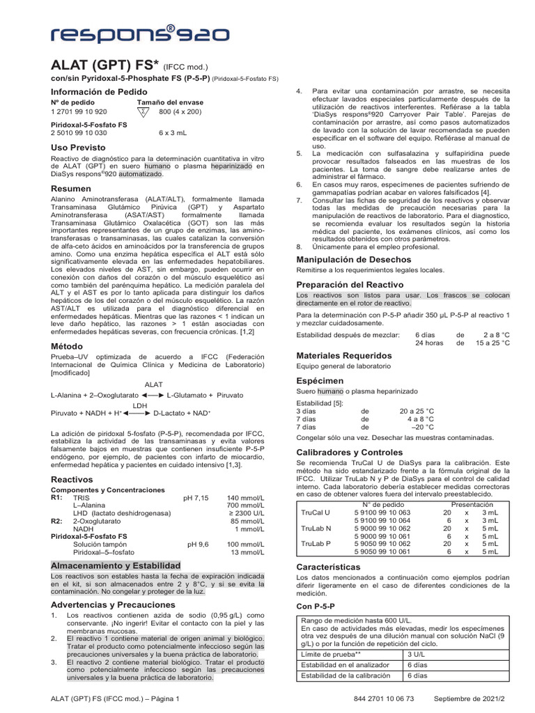 Alat (GPT) Fs : Información de Pedido | PDF | Transaminasa | Alanina transaminasa