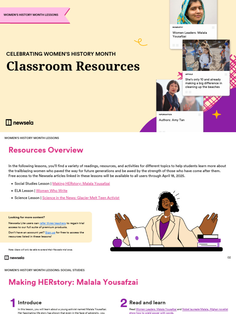 WHM Newsela Lite Lessons 2025 | PDF | Malala Yousafzai