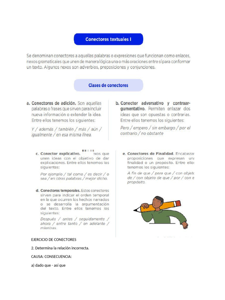 EJERCICIO DE CONECTORES TEXTUALES (1) (2) | PDF