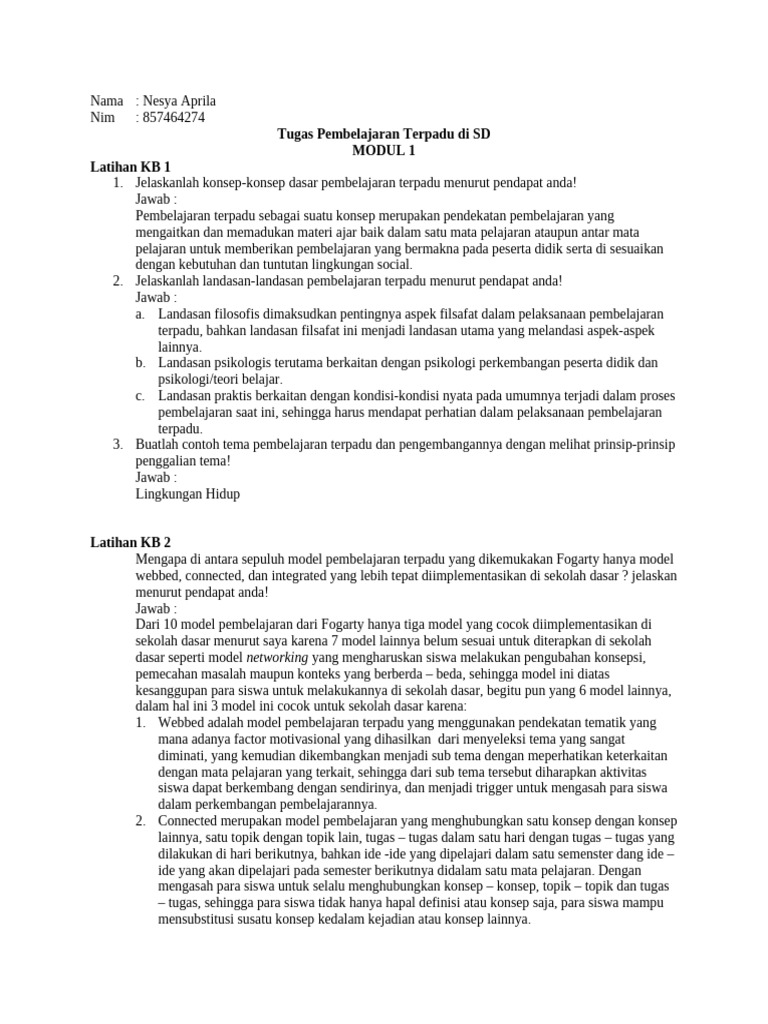 tugas latihan terpadu | PDF