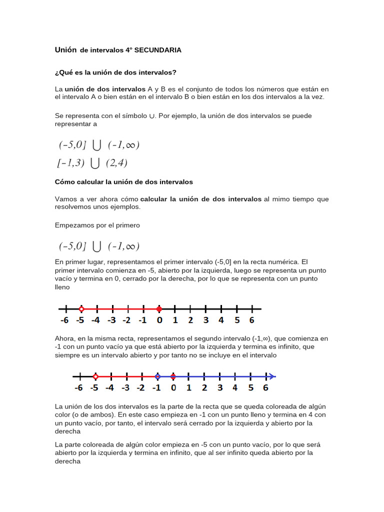 Unión de intervalos 4 | PDF | Intervalo (Matemáticas) | infinito