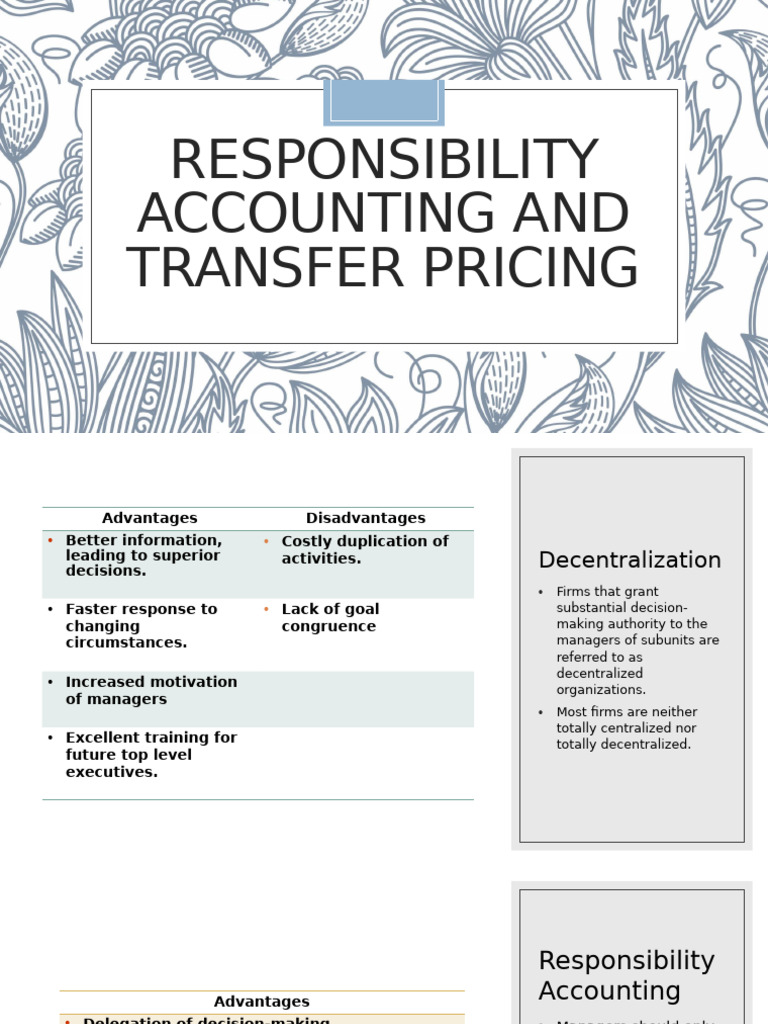 Decentralization in Responsibility Accounting | PDF | Prices | Profit ...