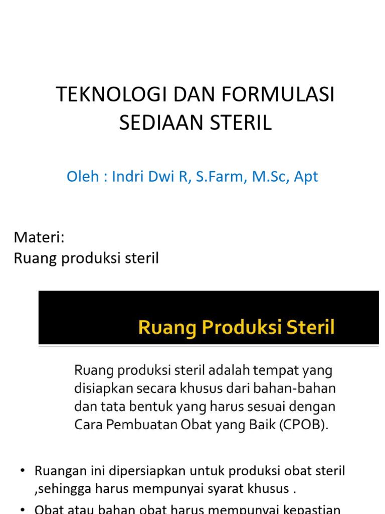 Ruang Produksi Steril | PDF