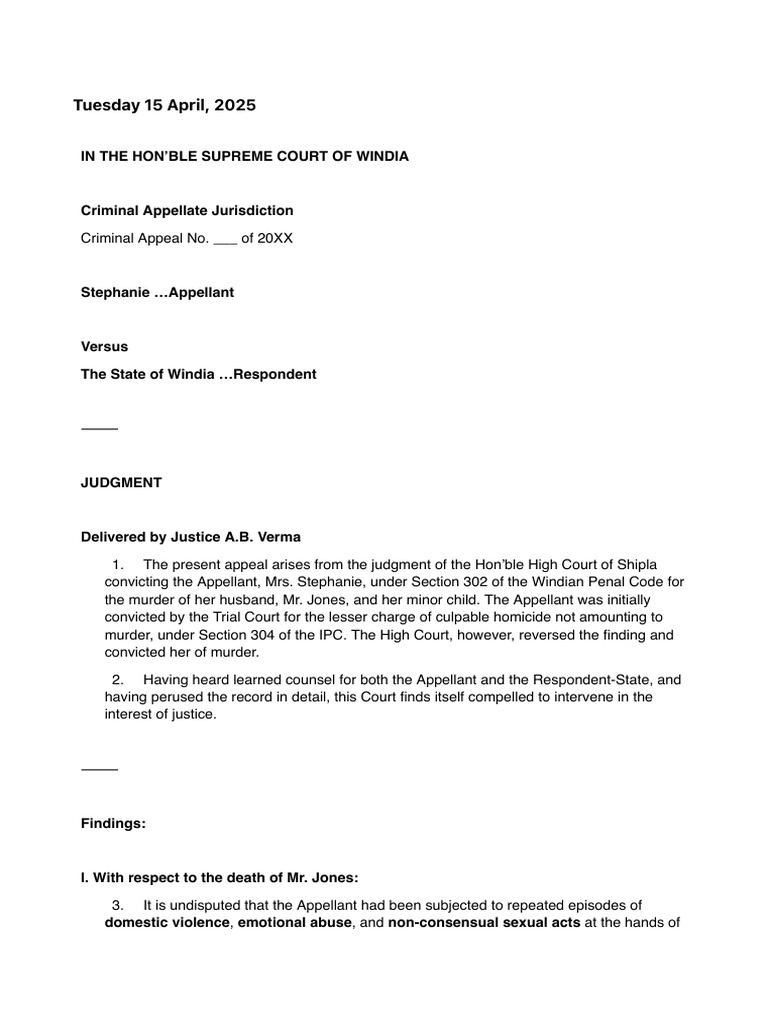 Final judgment of criminal case | PDF | Murder | Domestic Violence