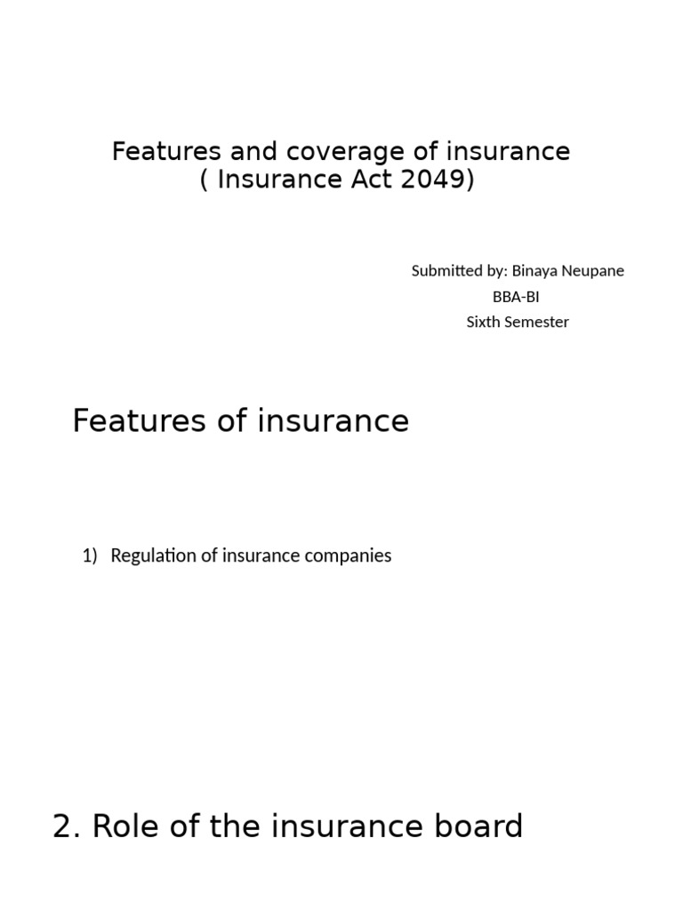 Insurance Features and Coverage | PDF